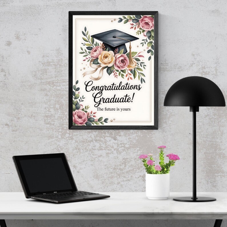 Graduation Wall Art Printable, Congratulations Graduate Floral Print ...