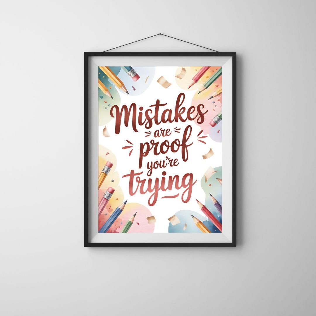 Motivational Classroom Poster: Mistakes Quote, Pencil Design (digital ...
