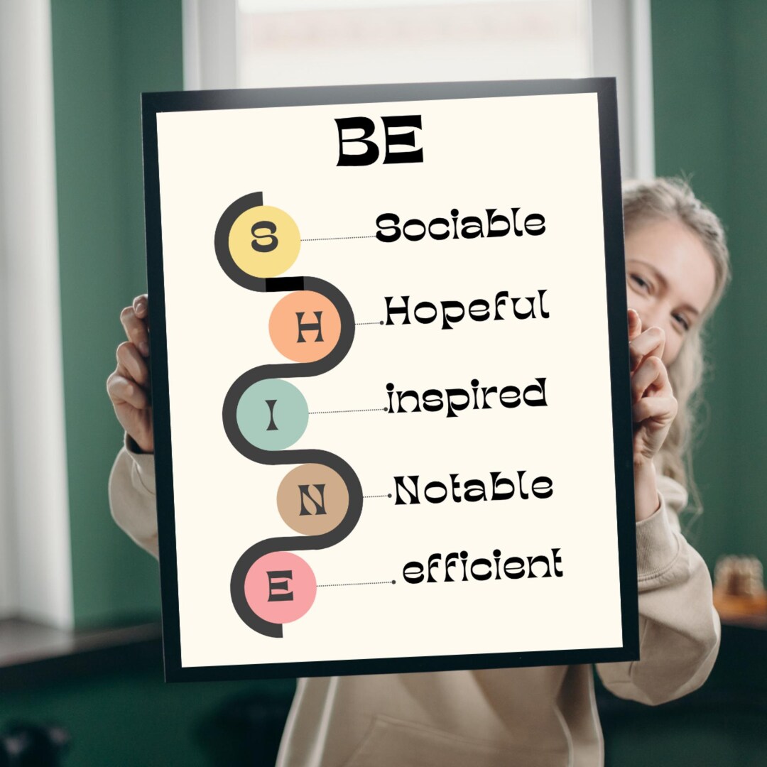 SHINE Printable Wall Art, Motivational Acronym Poster for Back to ...