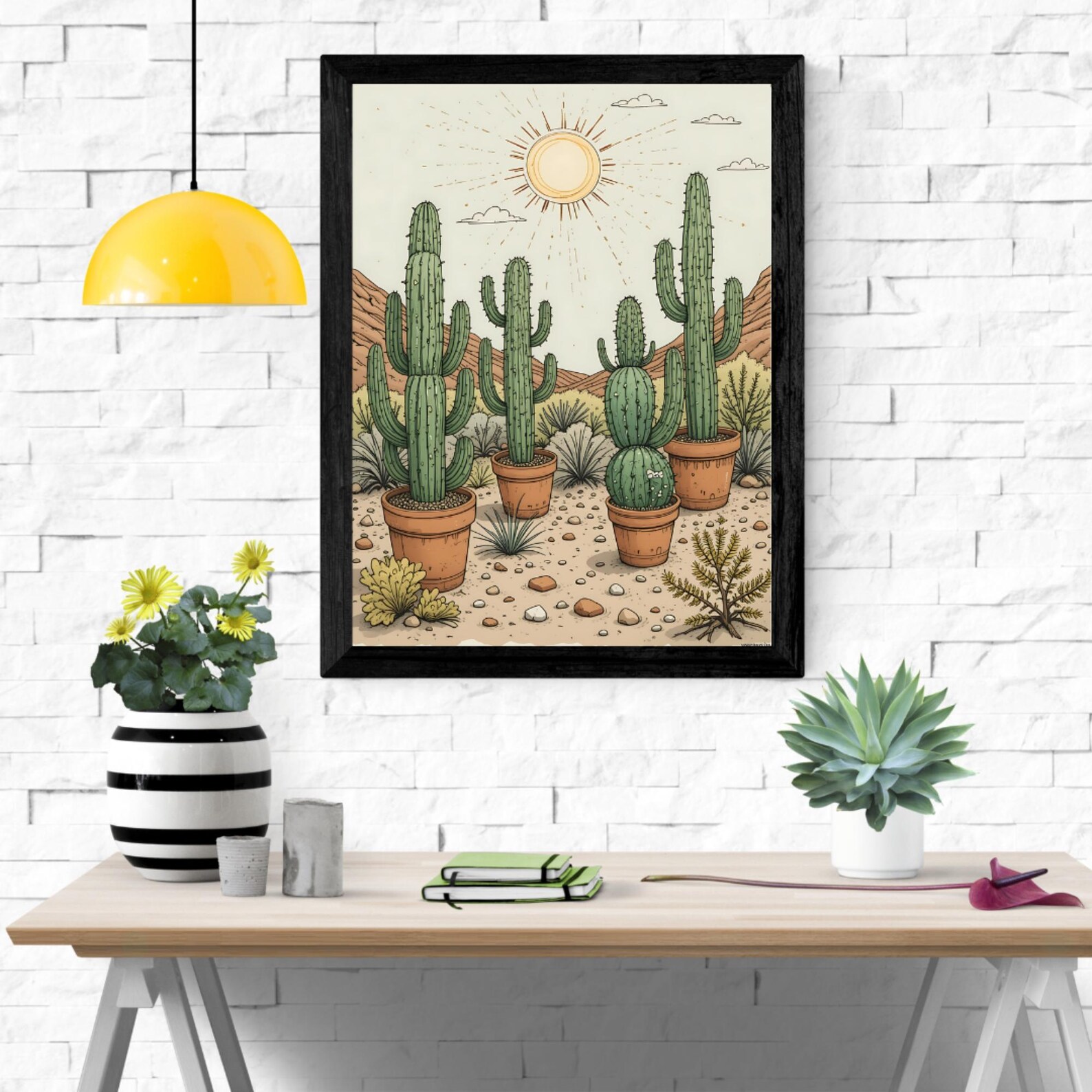 Desert Cactus Printable Wall Art, Southwestern Boho Plant Art Print ...