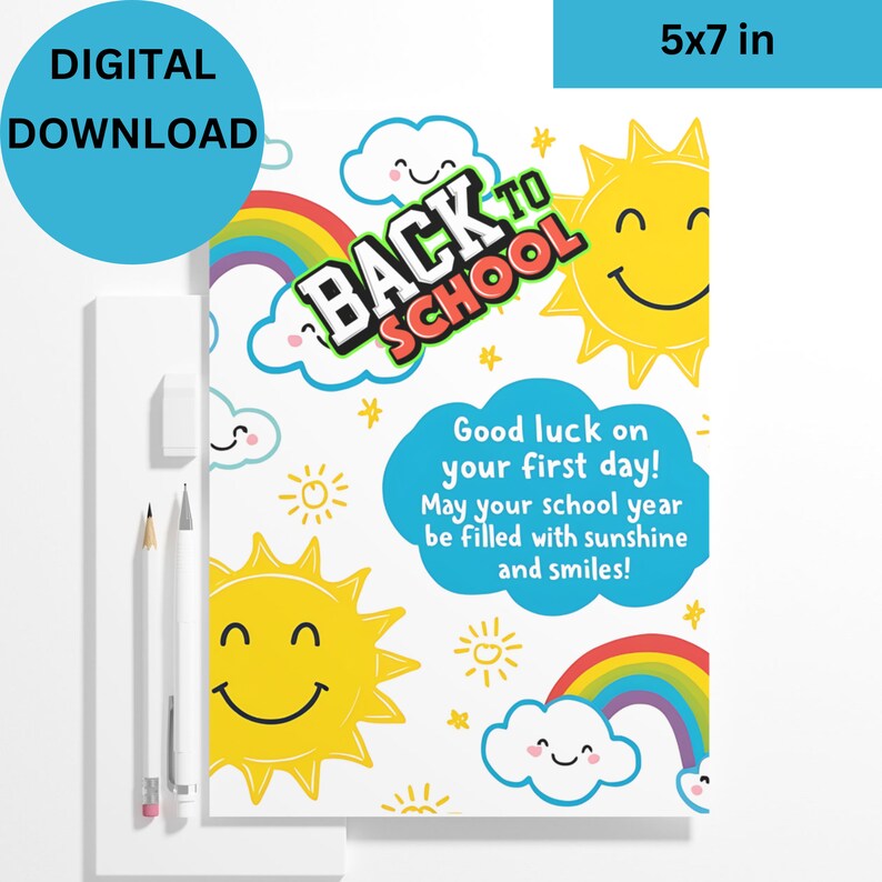 Back to School Card, Good Luck on Your First Day of School Card ...