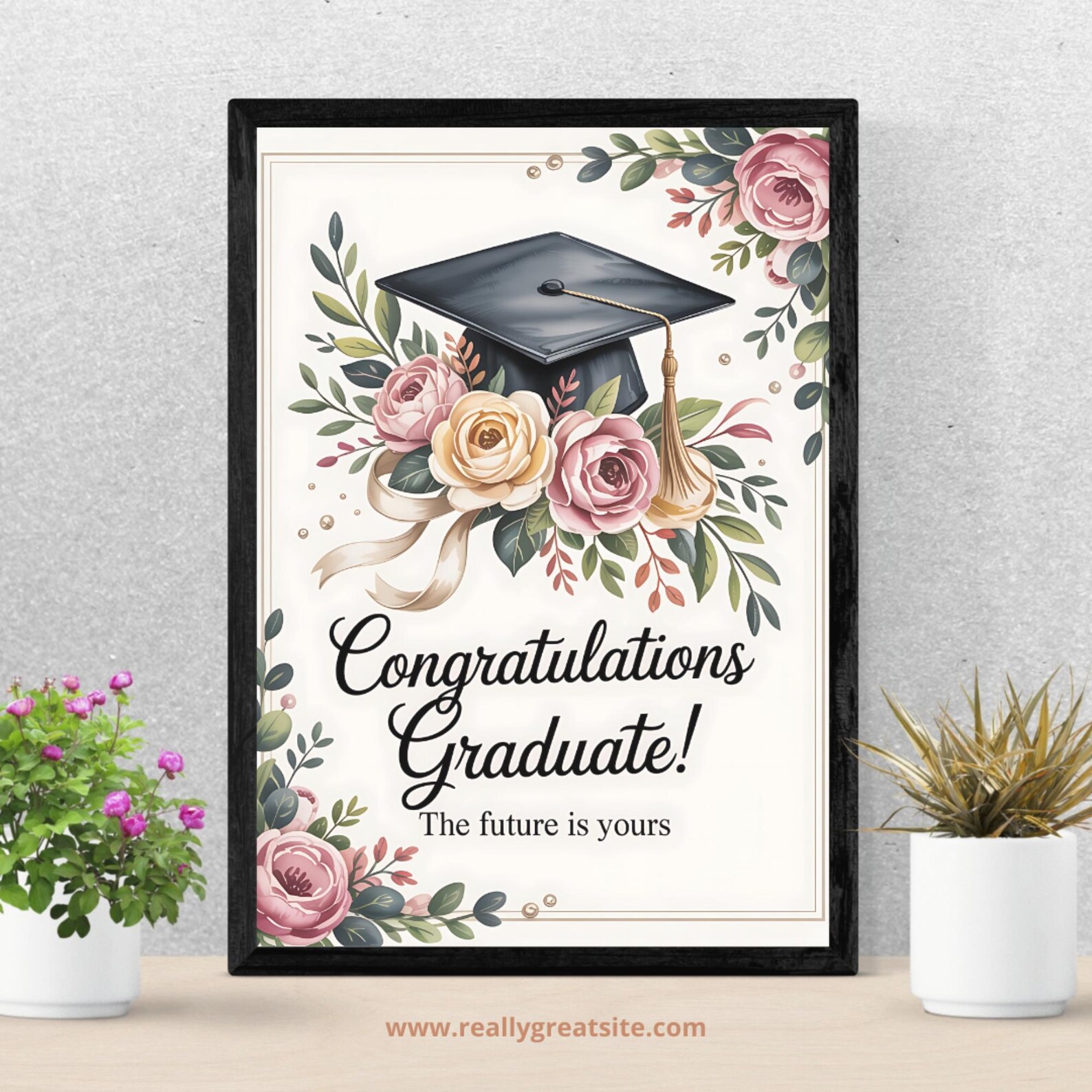 Graduation Wall Art Printable, Congratulations Graduate Floral Print ...