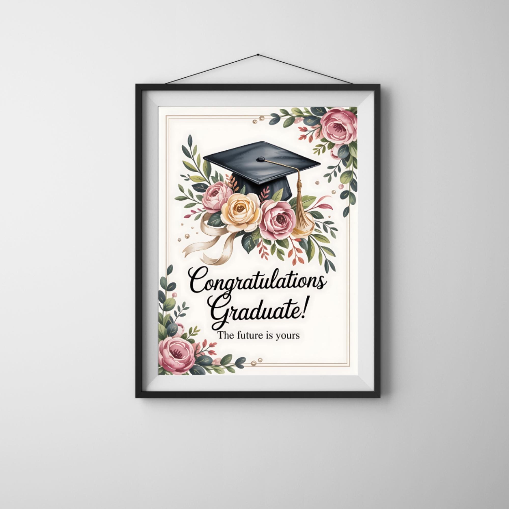 Graduation Wall Art Printable, Congratulations Graduate Floral Print ...