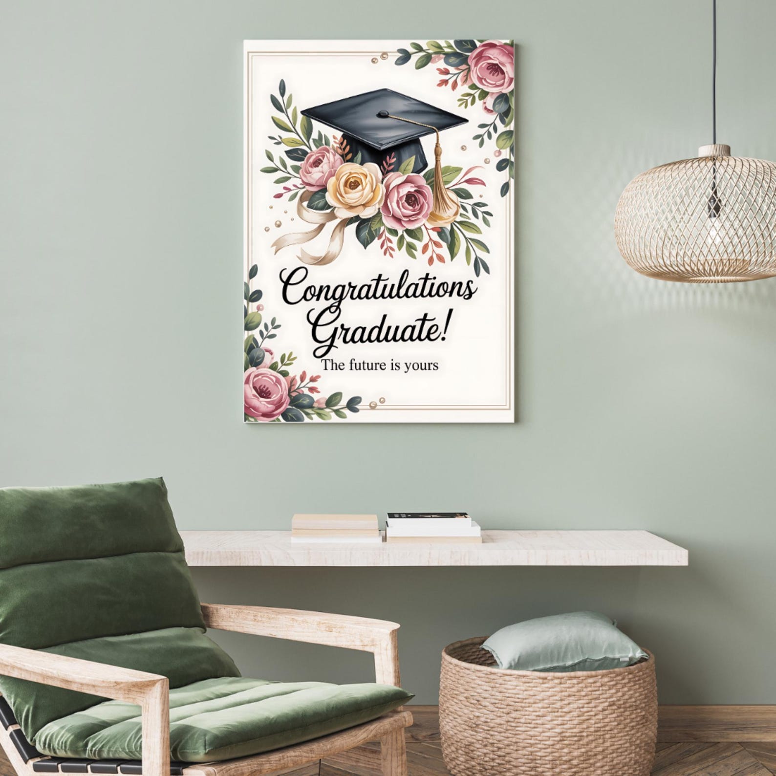 Graduation Wall Art Printable, Congratulations Graduate Floral Print ...