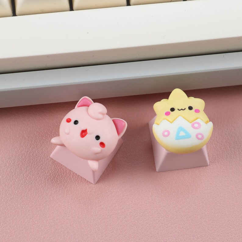 Kawaii Egg Keycap, Anime Keycaps, Pink Key Cap Set, Cute Mechanical ...