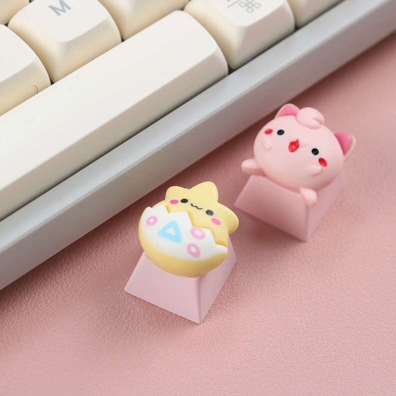 Kawaii Egg Keycap, Anime Keycaps, Pink Key Cap Set, Cute Mechanical ...