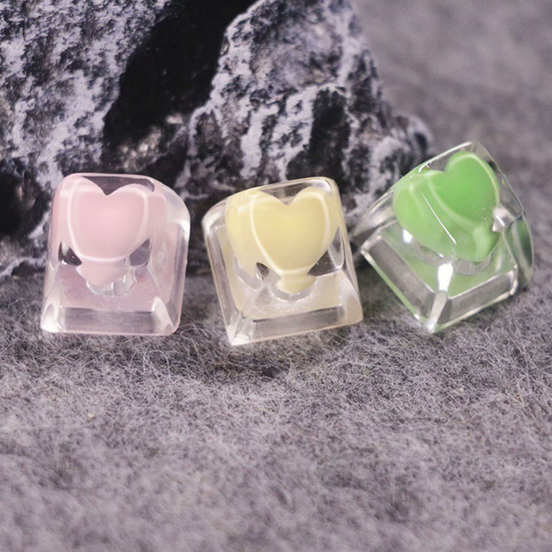 Resin Love Keycap, Handmade Keycaps, Kawaii Keycaps, Transparent Keycap ...