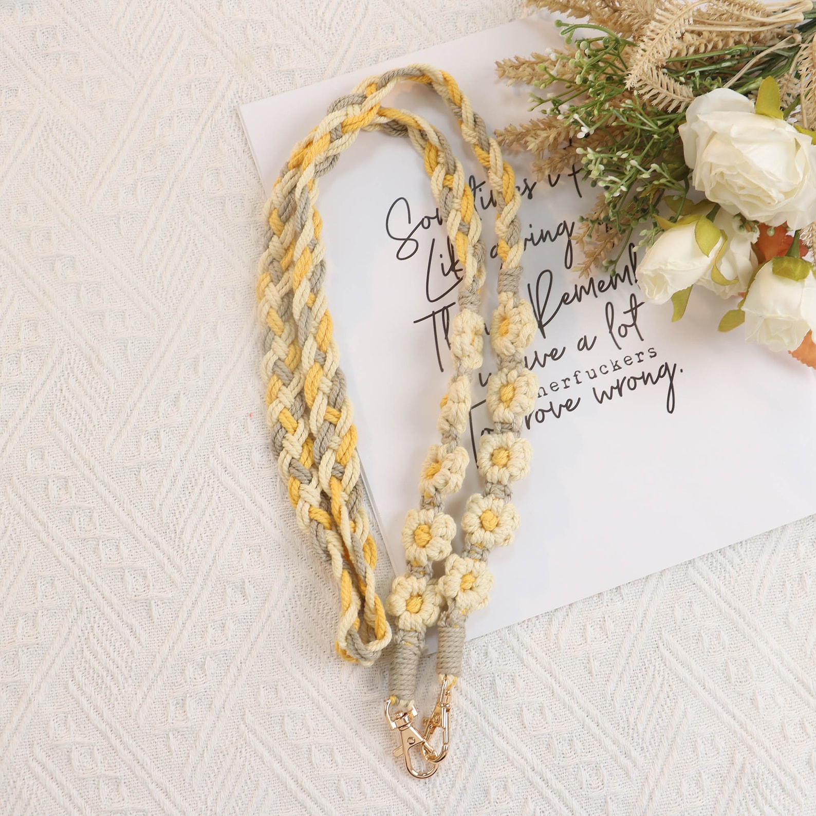 Handmade Macrame Lanyard Looped Key Ring Boho Vibes Work - Etsy