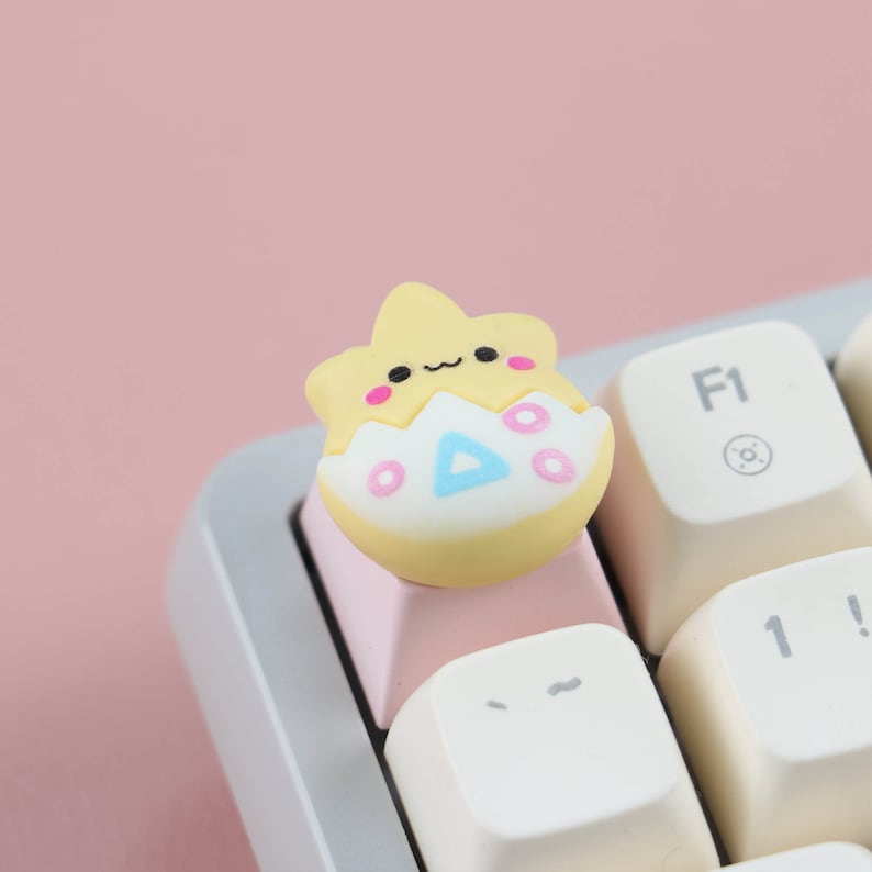 Kawaii Egg Keycap Anime Keycaps Pink Key Cap Set Cute - Etsy