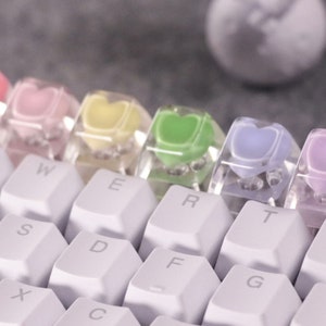 Resin Love Keycap, Handmade Keycaps, Kawaii Keycaps, Transparent Keycap ...