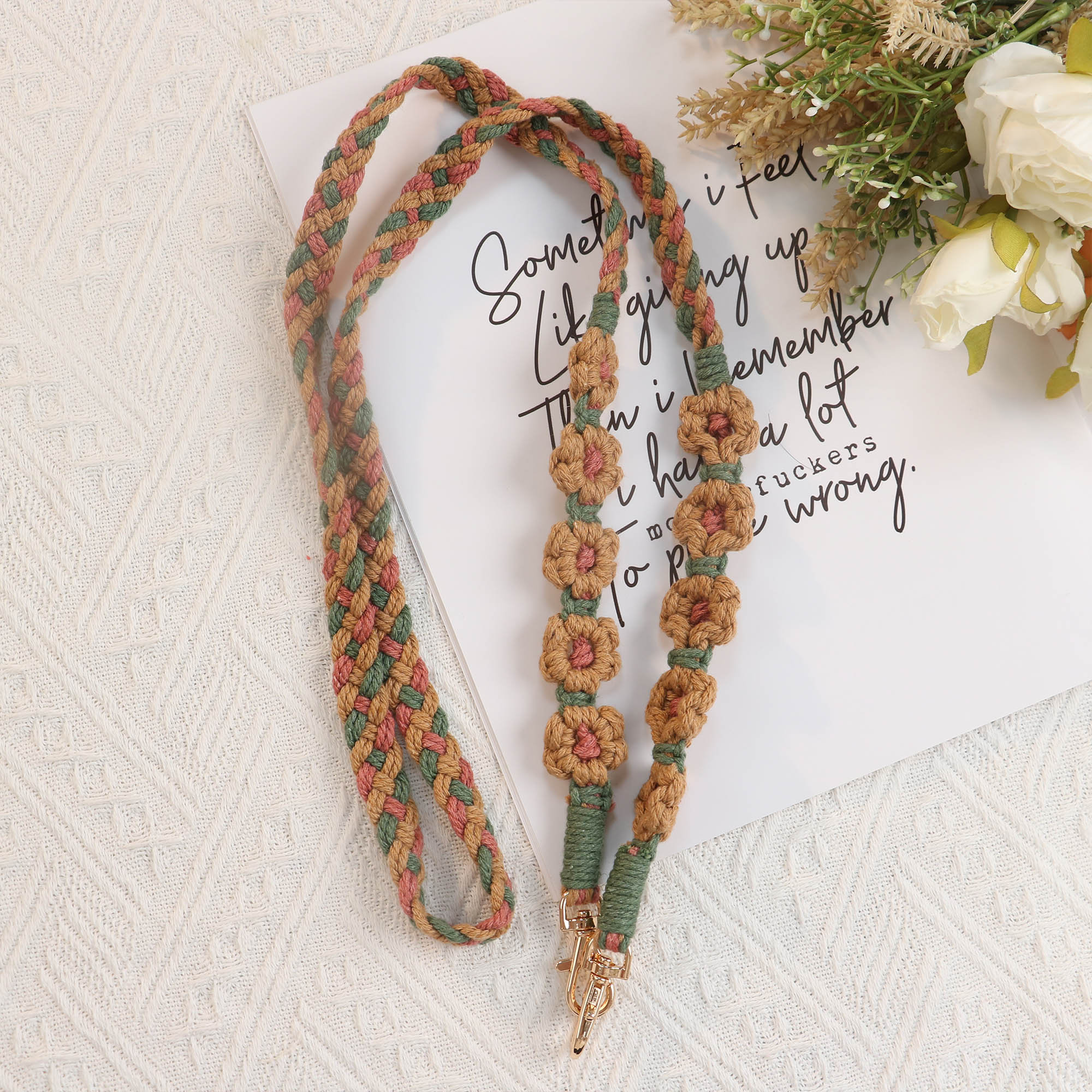 Handmade Macrame Lanyard Looped Key Ring Boho Vibes Work - Etsy