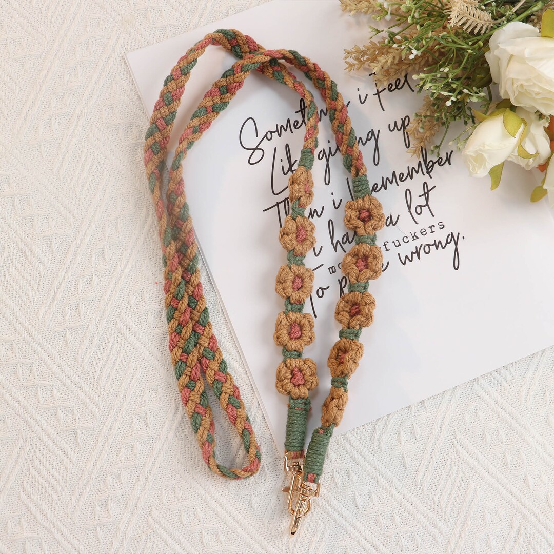 Handmade Macrame Lanyard, Looped Key Ring, Boho Vibes, Work Lanyard ...