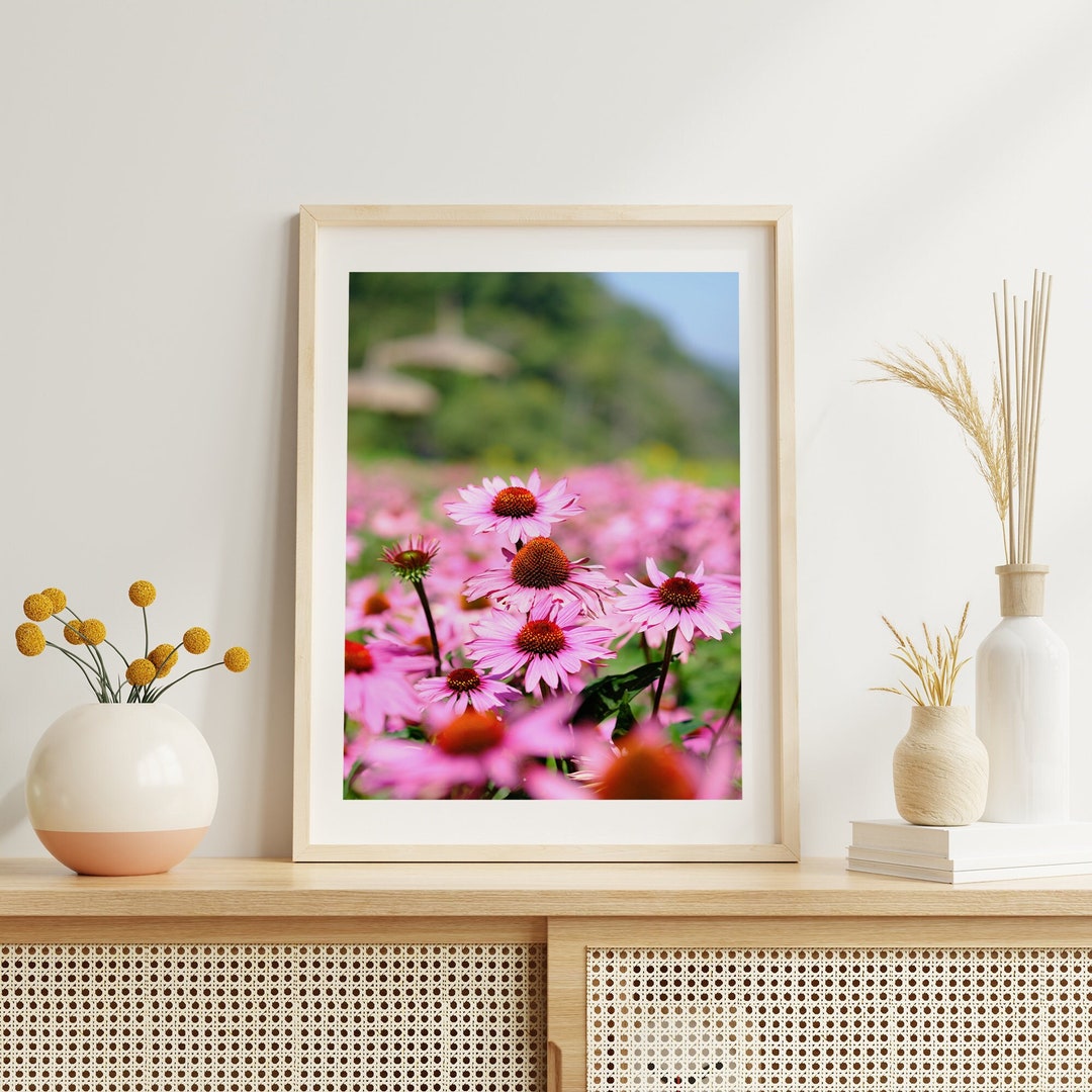 Printable Pink Flower Bed, Pink Flower Wall Art , Flower Garden Wall ...