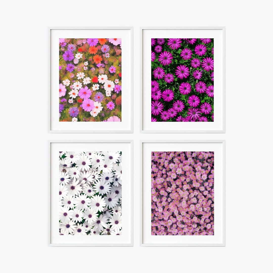 Garden Flower Printable Artful Flower Print Set of 4 Wall - Etsy