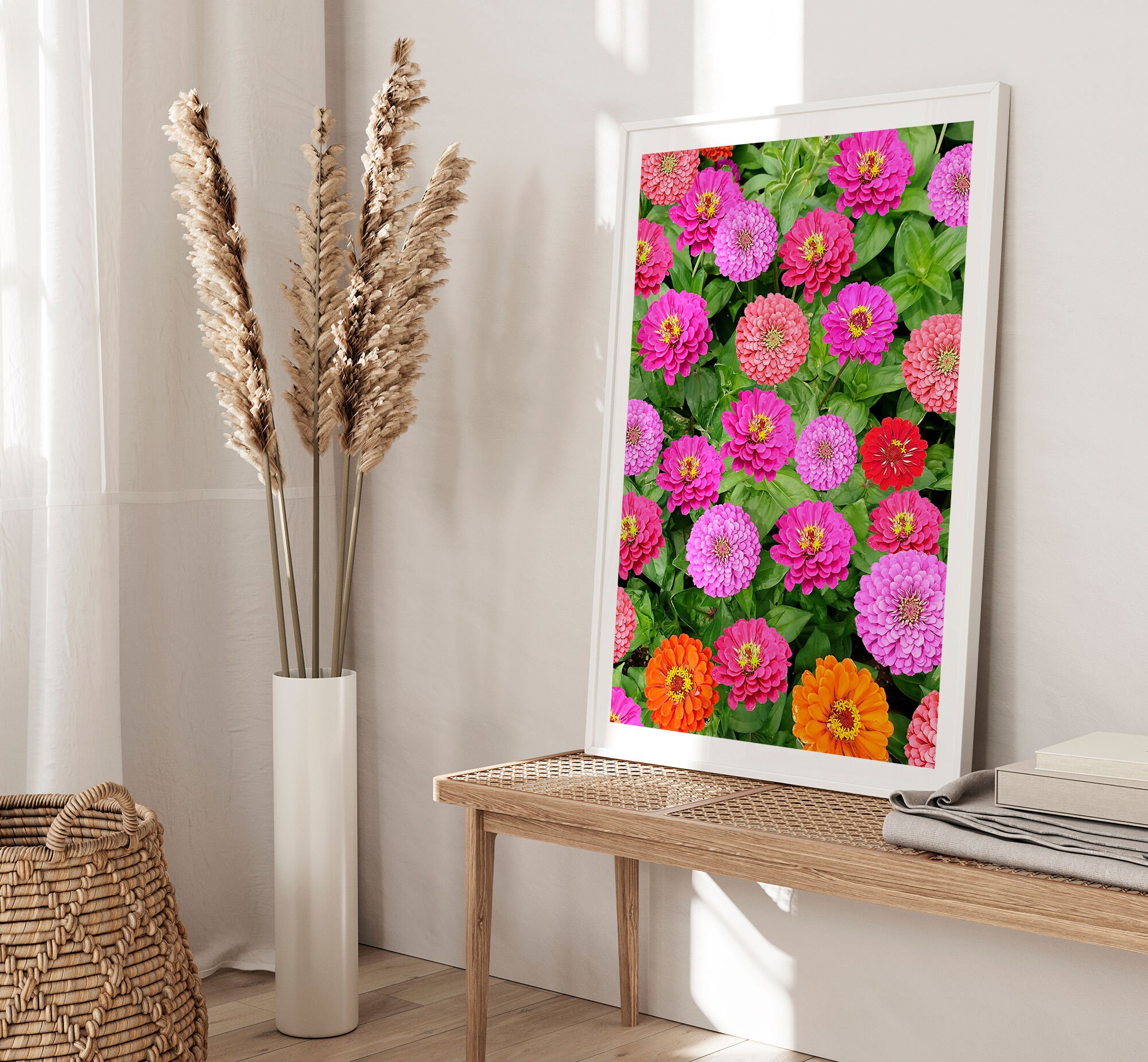 Zinnia Print, Floral Spring Printable Wall Art, Wildflower Landscape ...