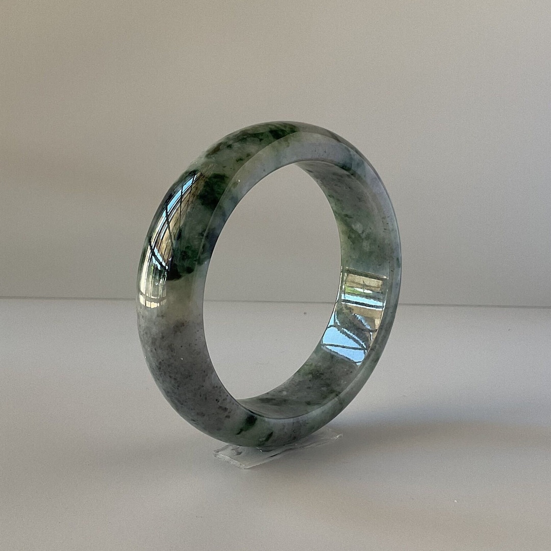 54.5mm Perfect Round Shape Grey With Green Flower Wuji Type A grade A ...