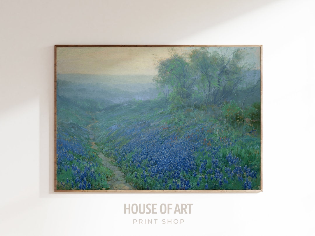 Texas Bluebonnet Painting, Blue Bonnet Print, Bluebonnets Wall Art ...