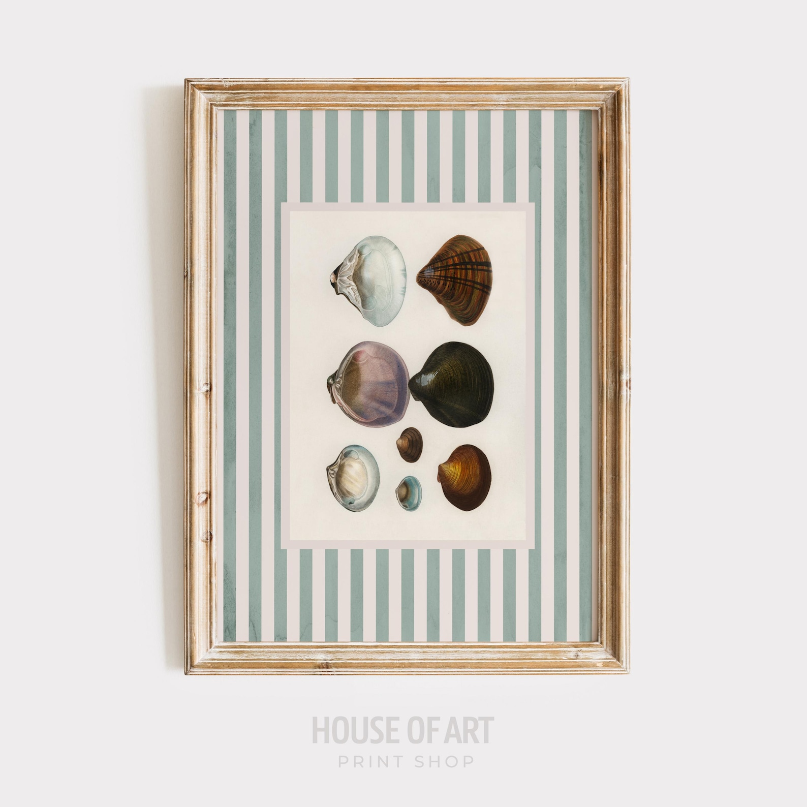 Oyster Print, Coastal Cowgirl Giclée Print, Nancy Meyers Blue Striped ...