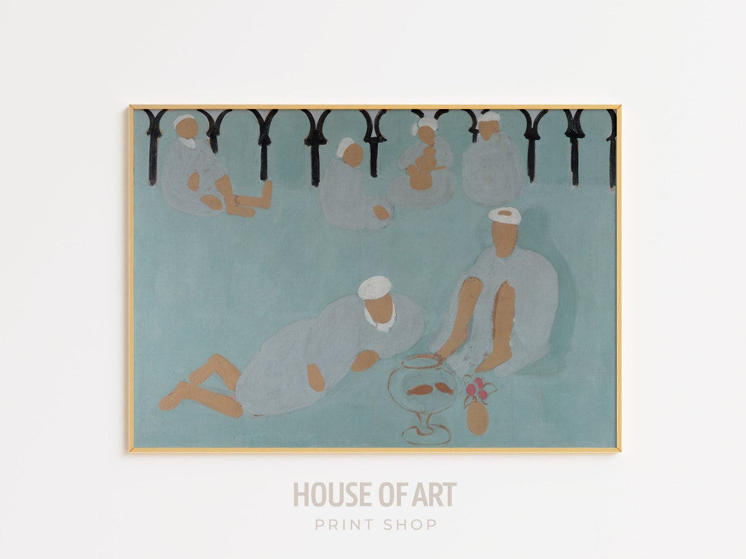 Arab Coffeehouse Scene, Moroccan Coffee Shop Poster, Goldfish Wall Art ...