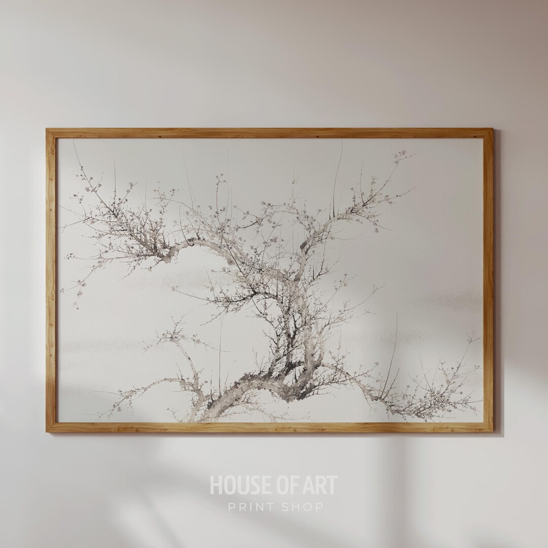 Plum Tree Print, Japanese Ink Painting, Asian Blossom Print, Winter ...