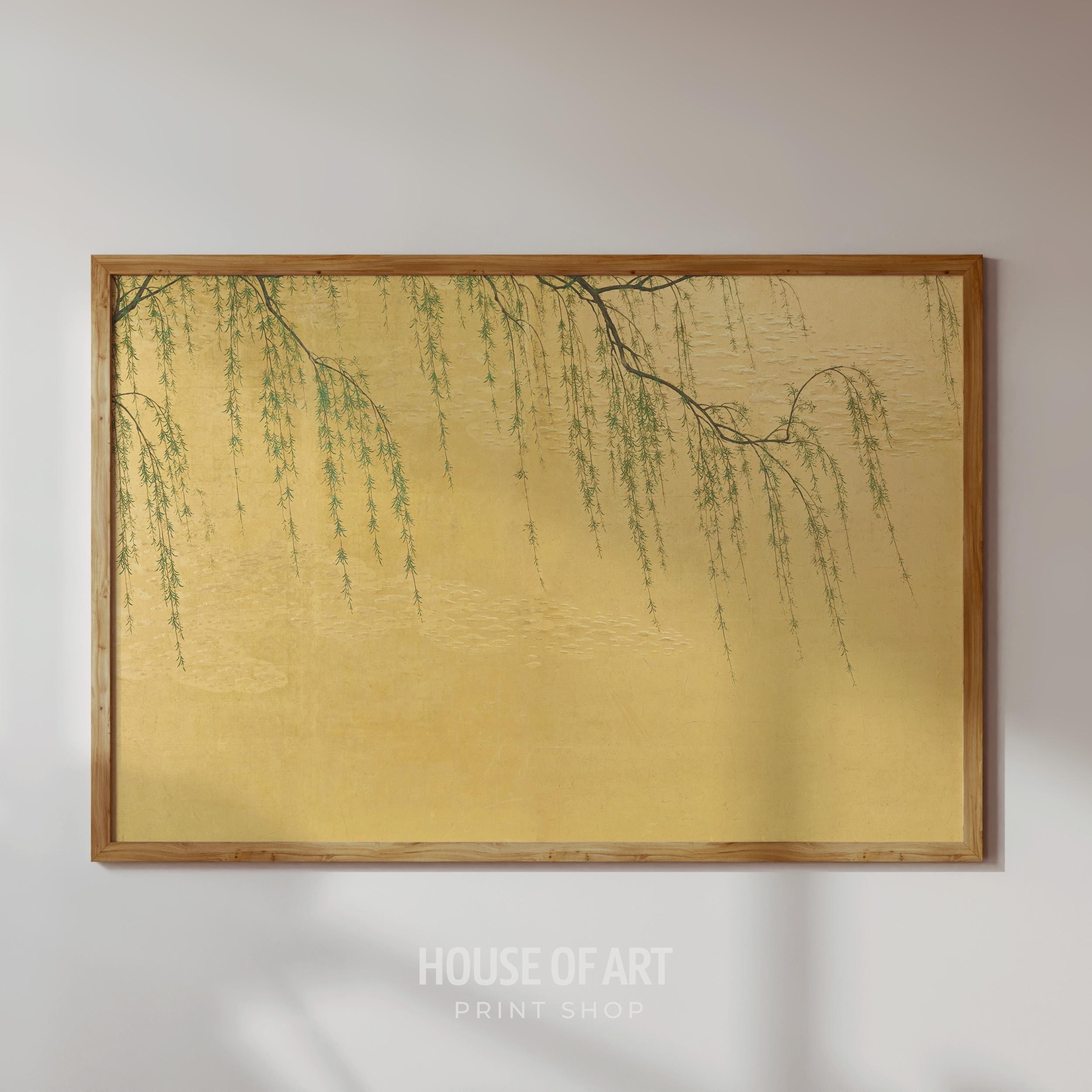 Willow Tree Print, Japanese Fine Art Poster, Weeping Willow Tree Wall ...