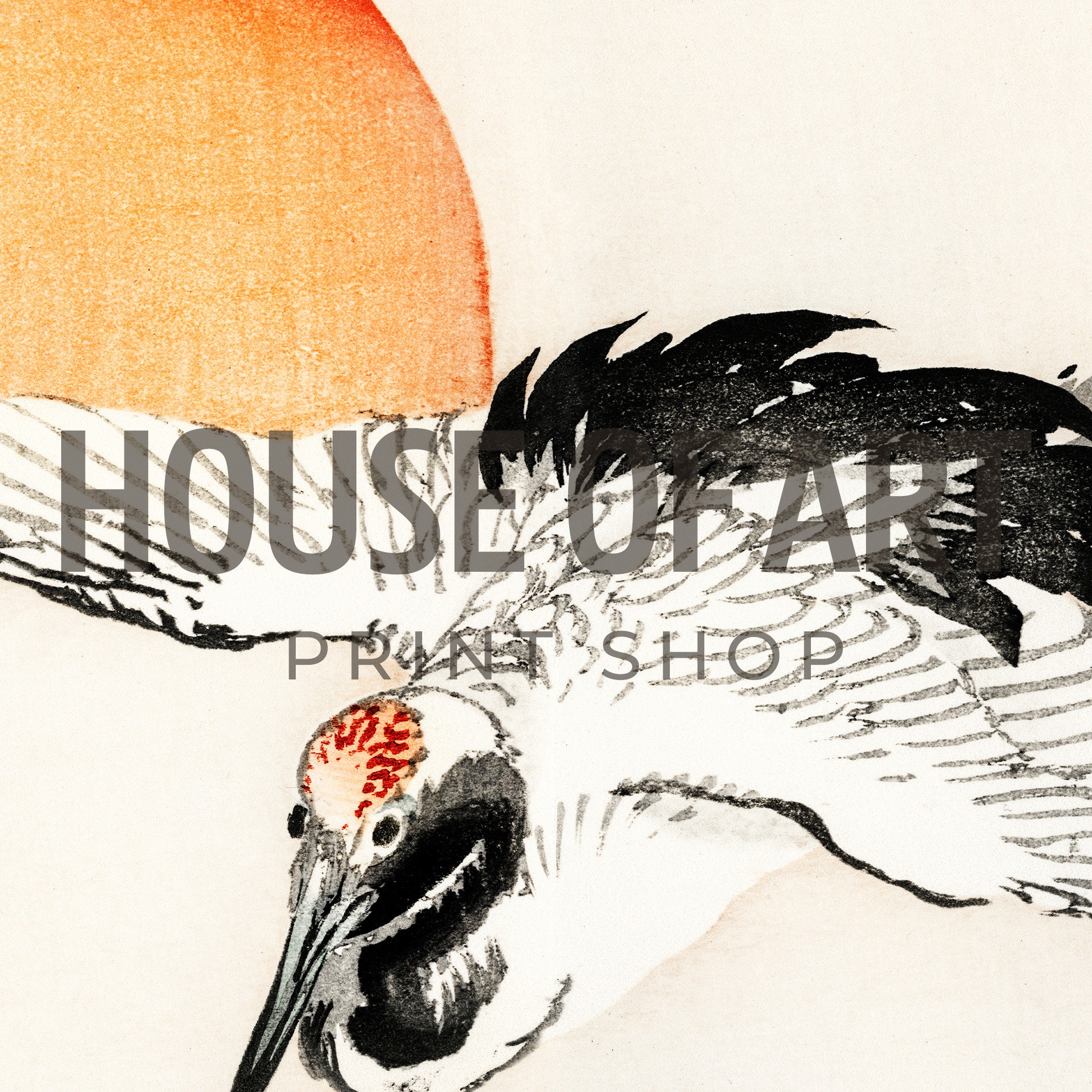 Japanese Crane Wall Art, Flying Cranes Ukiyo-e Woodblock Print, Wabi Sabi Wall Art, Japandi ...