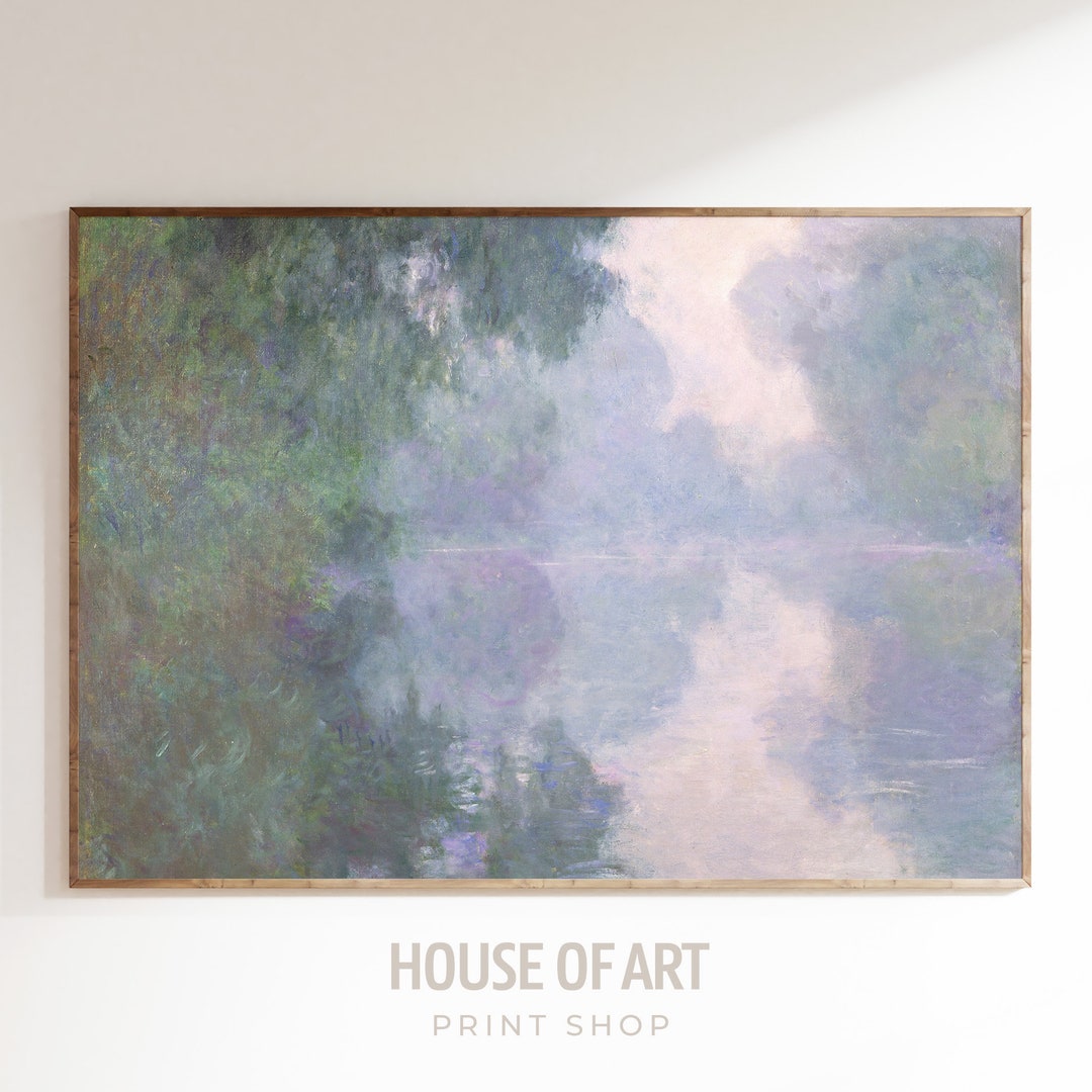 Morning Mist, Impressionist Painting, Tree Reflections in the River ...