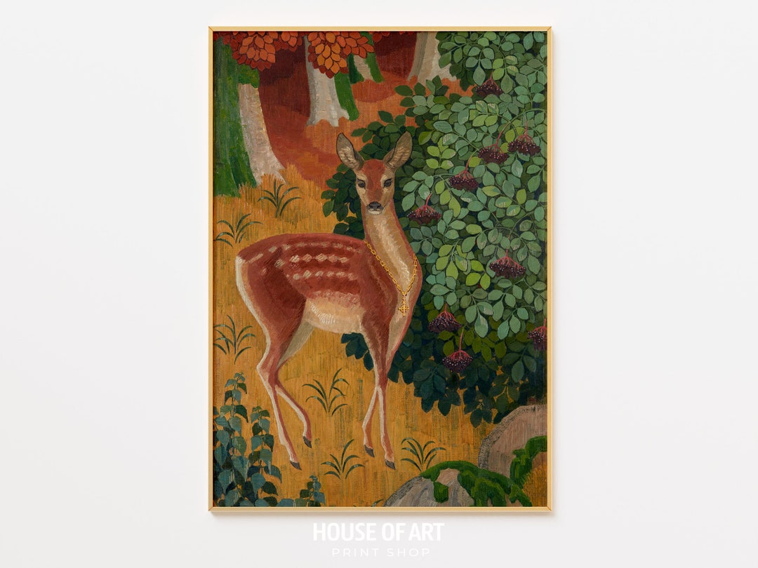 Deer PRINTABLE Artwork, Autumn Forest Instant Download Digital Print ...