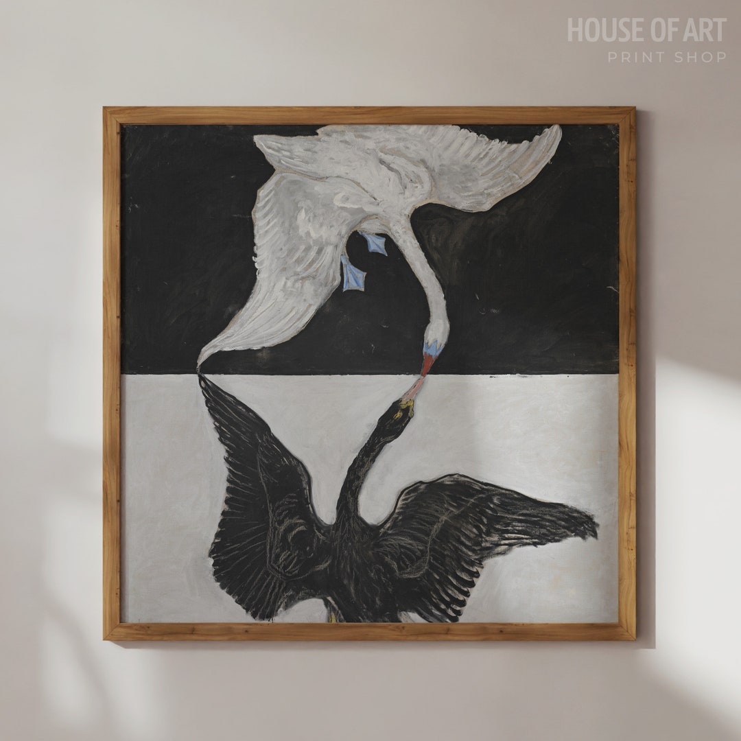 The Swan Print, Yin Yang, Square Art Print, Organic Modern Art ...