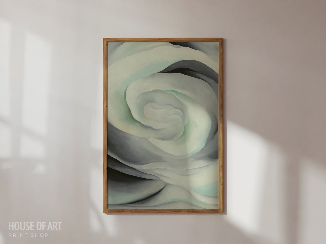 Contemporary White Rose PRINTABLE Artwork, Abstraction Flower Close up ...
