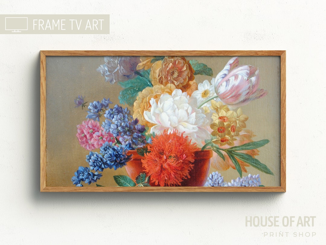 Vintage Floral TV Art, Dutch Flower Still Life Painting Frame TV Art ...