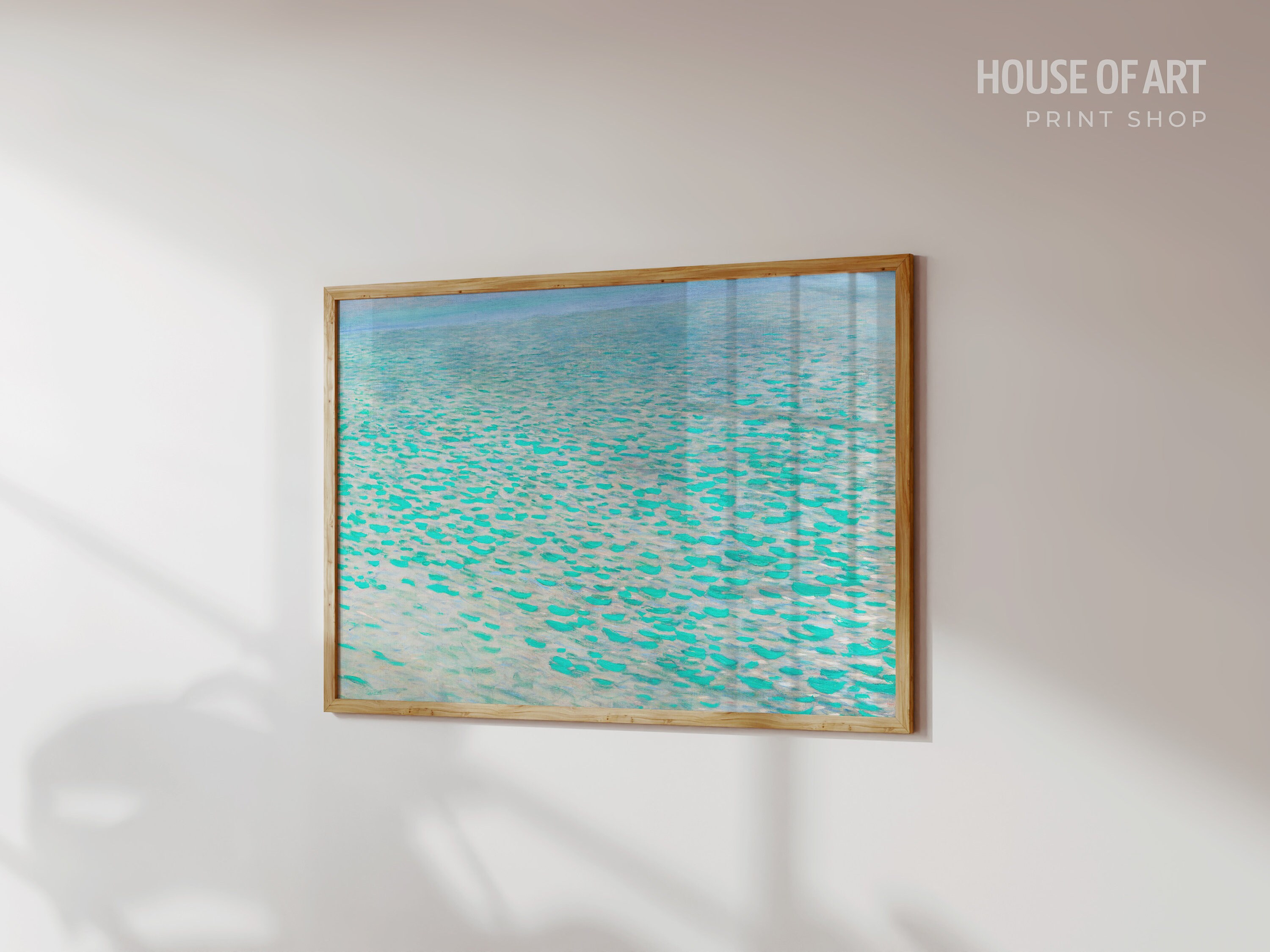 Vintage Lake Art Klimt, Gustav Klimt Water Painting, Blue Sea Wall Art ...