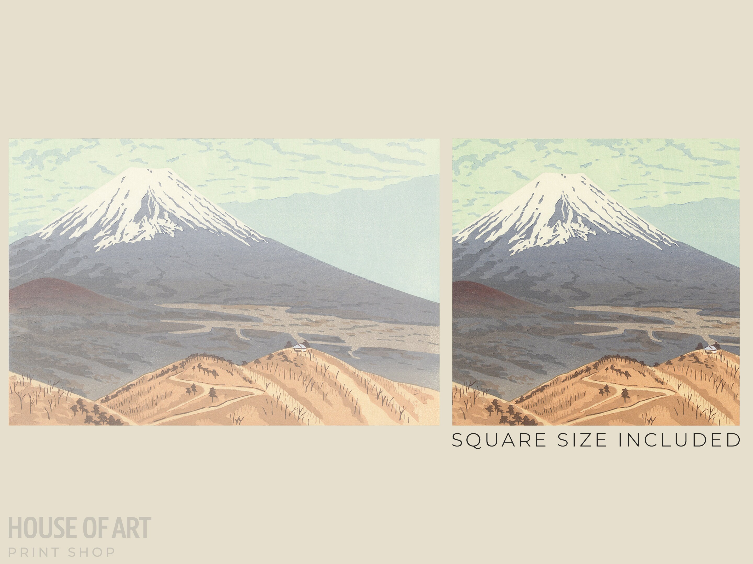 Japanese Mount Fuji PRINTABLE Artwork, Snowy Mountain Instant Download ...