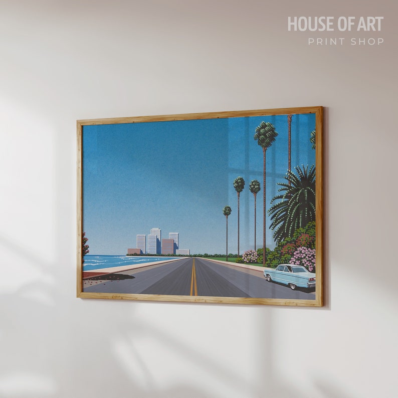 Southern Freeway Art Print, Japanese Wall Art, City Pop, Retro Car Art ...