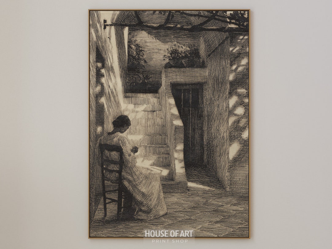 Woman Reading Poster Vintage Reading Nook Decor, Bookish Art Print ...