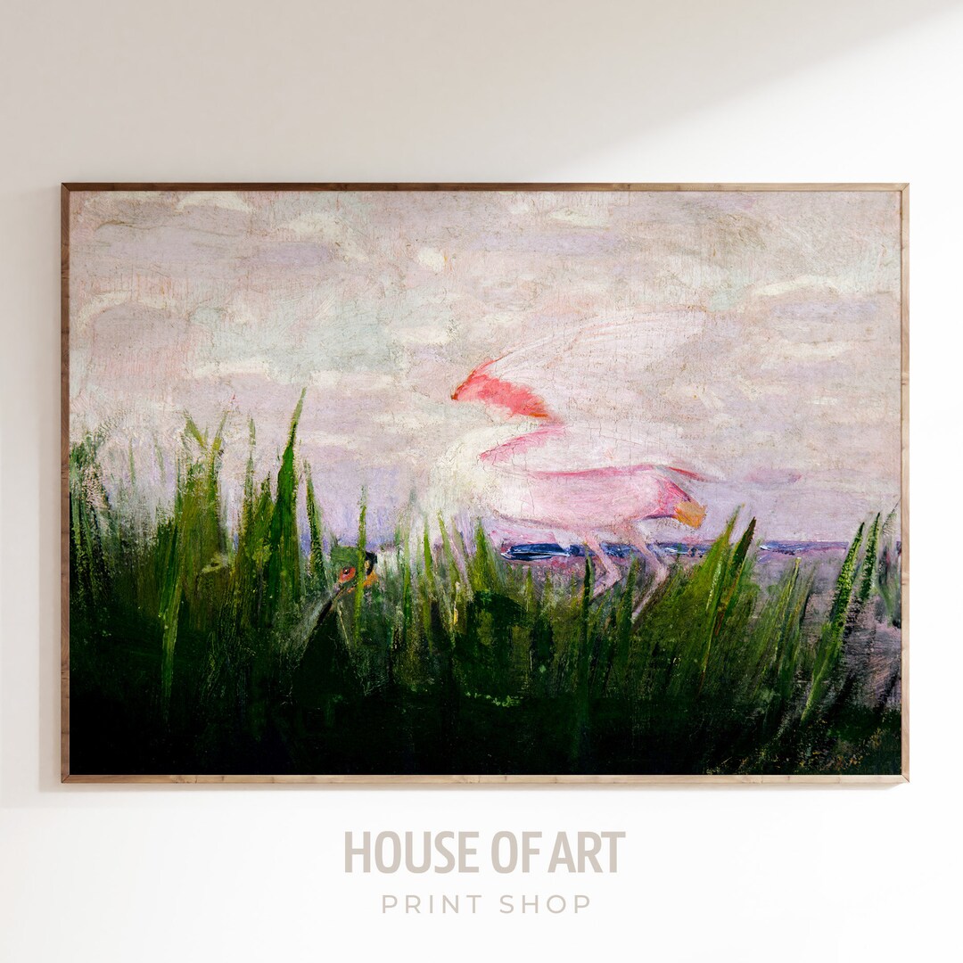 Roseate Spoonbill Painting, Pastel Pink Wall Art, Shorebird Print ...