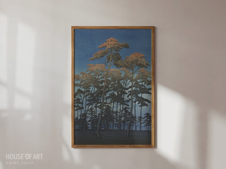 Japanese Tall Trees PRINTABLE Artwork Vintage Towering Forest - Etsy