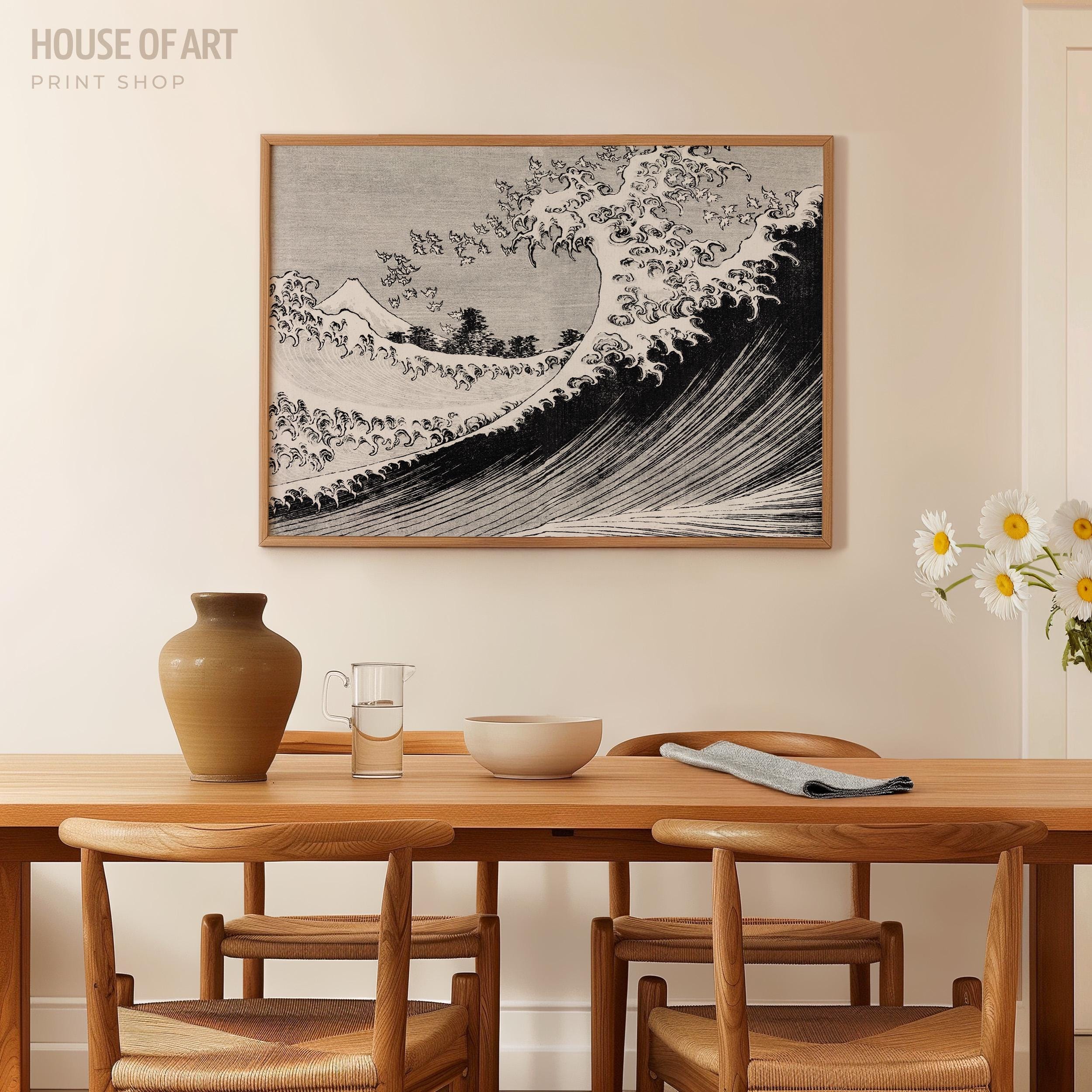 Japanese Wave Print, Hokusai Ocean Wall Art, Vintage Water Crashing ...