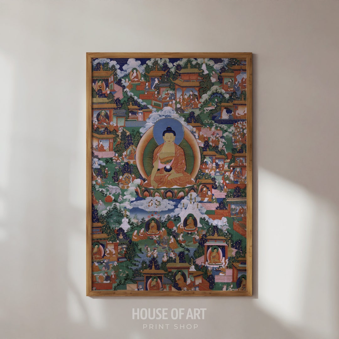 Buddha Shakyamuni Painting, Buddhist Wall Art, Tibetan Drawing ...