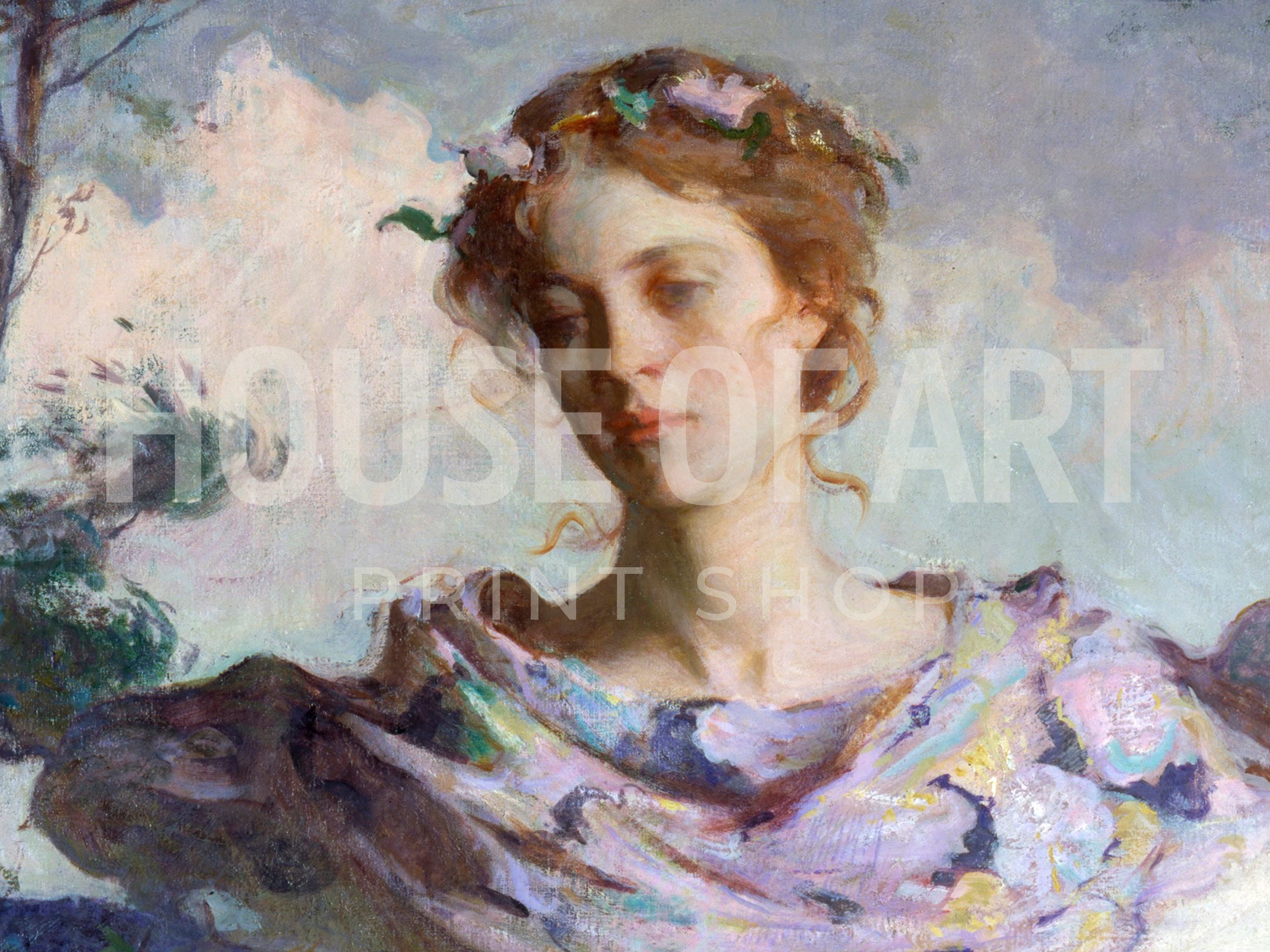Dreamy Female Portrait PRINTABLE Art, Woman in Summer Instant Download ...
