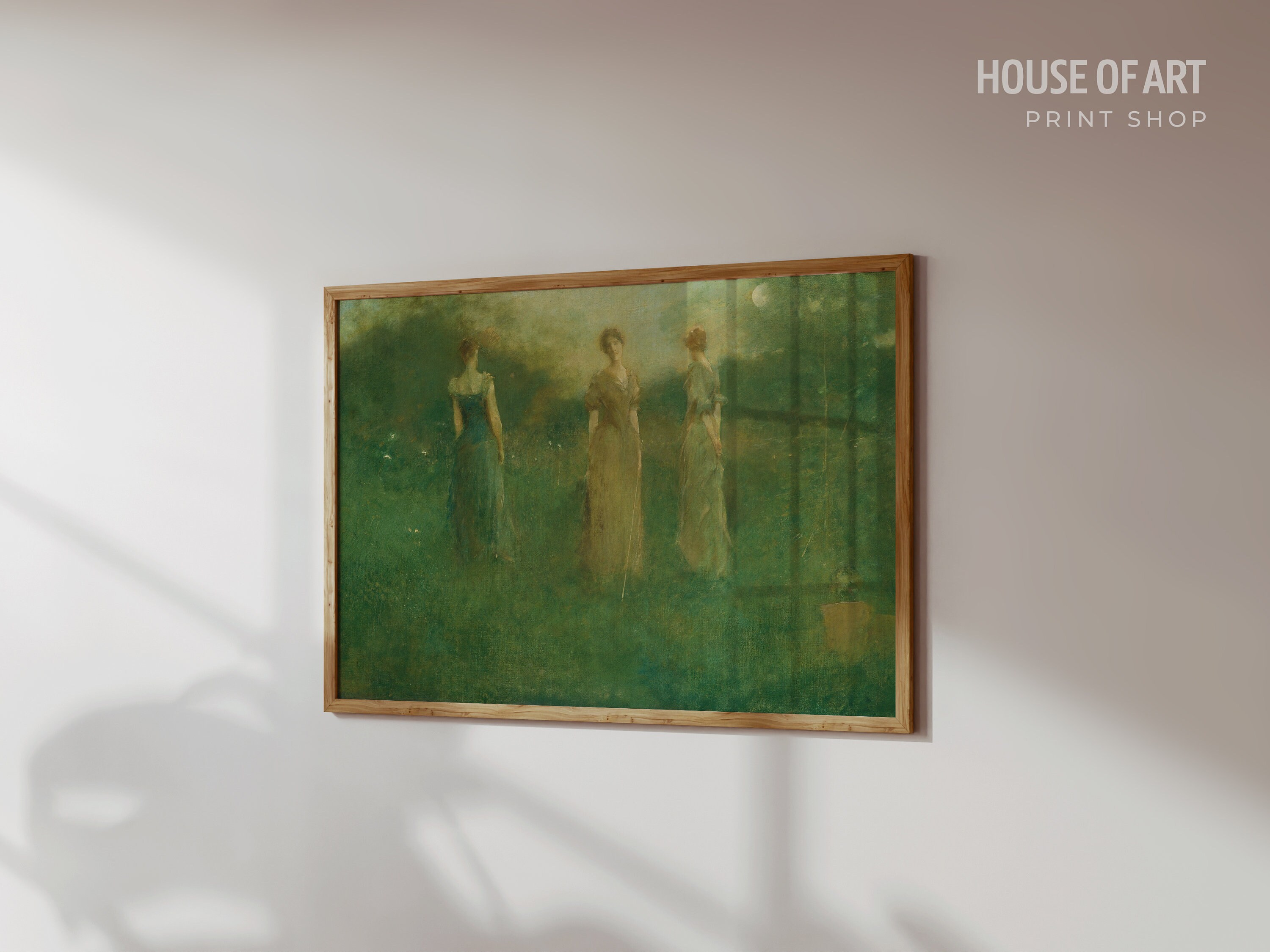 Vintage Garden Scene PRINTABLE Artwork, Women in Green Field Instant ...