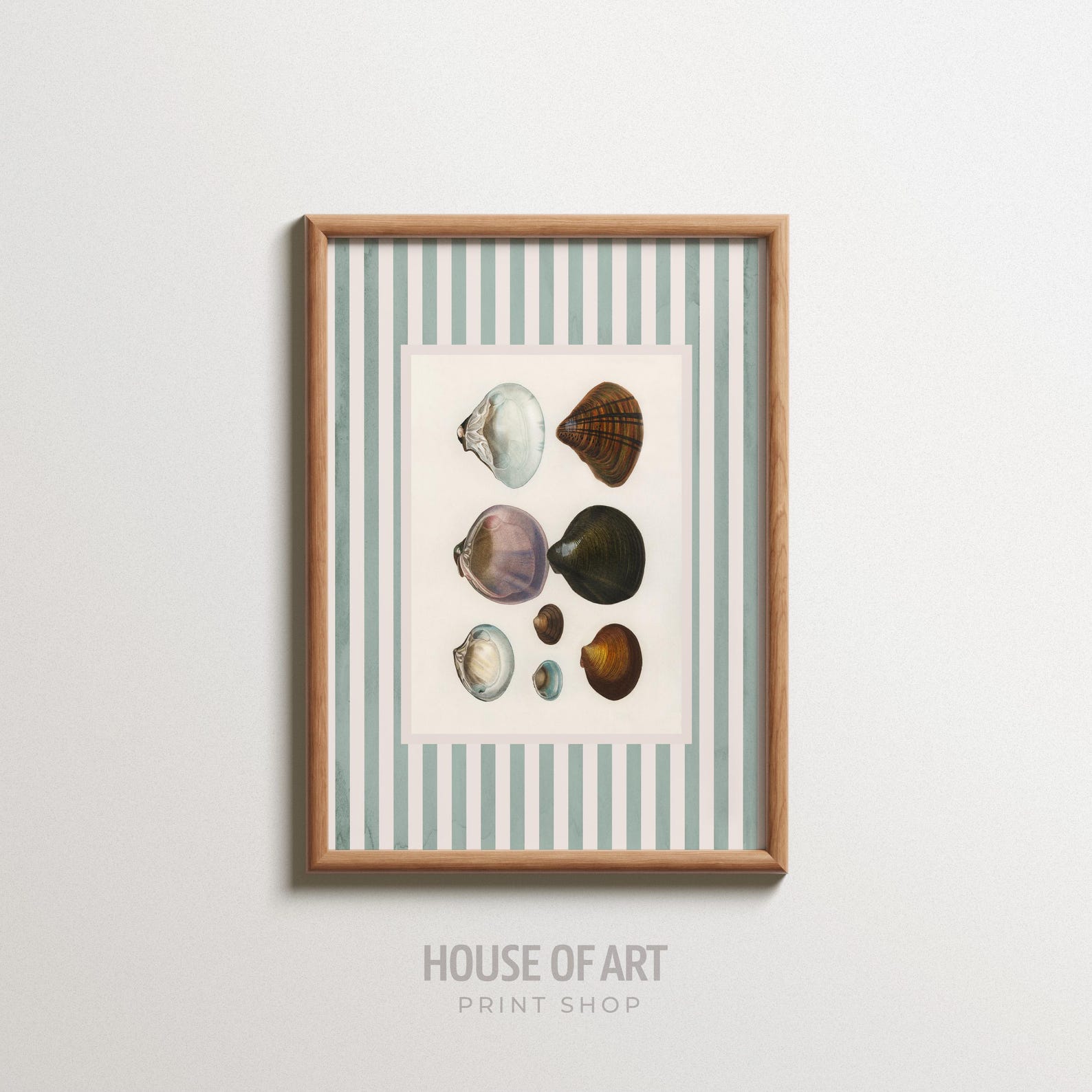 Oyster Print, Coastal Cowgirl Giclée Print, Nancy Meyers Blue Striped ...
