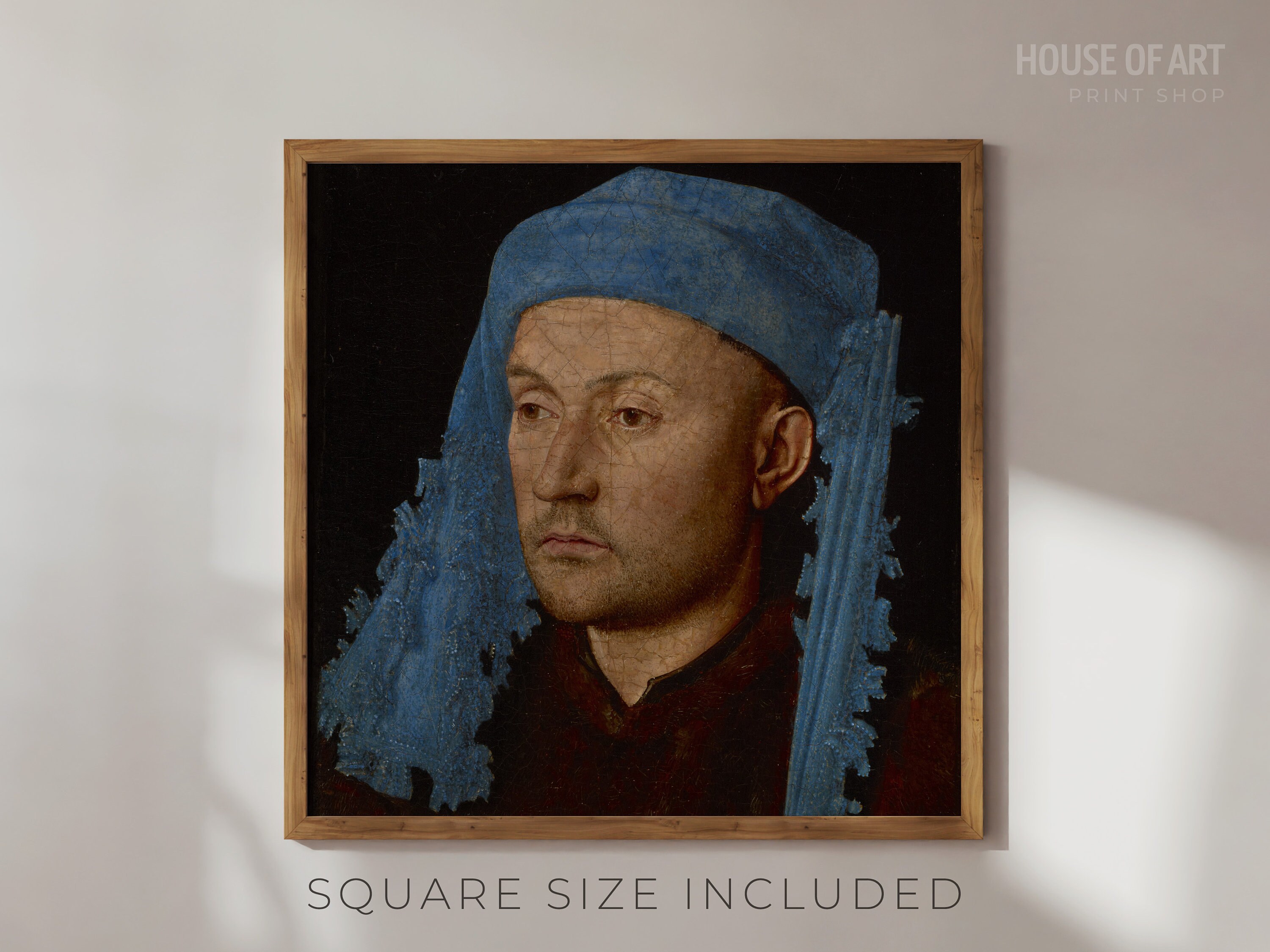 Vintage Male Portrait PRINTABLE Art, Man With Blue Chaperon Instant ...