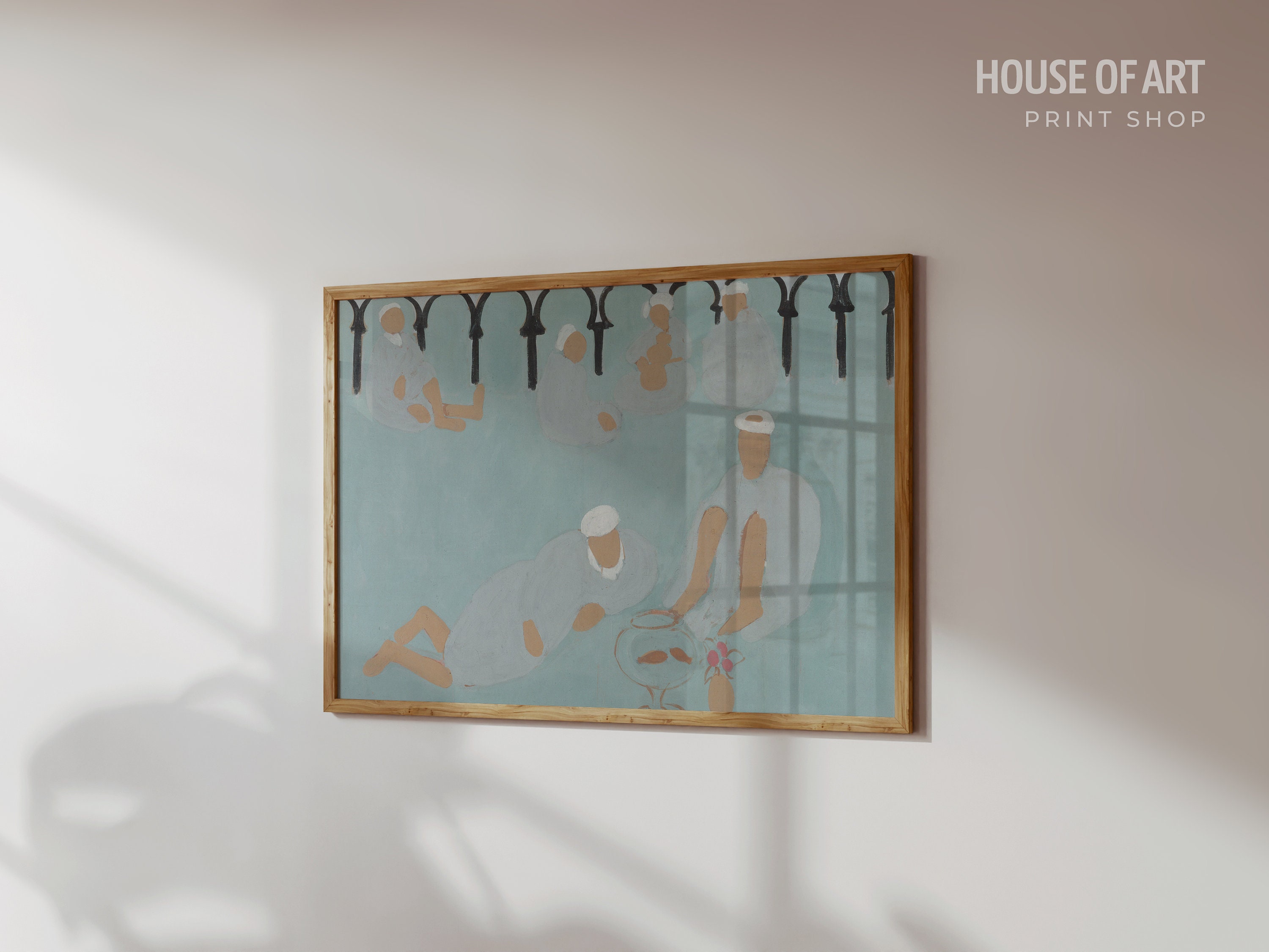 Arab Coffeehouse Scene, Moroccan Coffee Shop Poster, Goldfish Wall Art ...