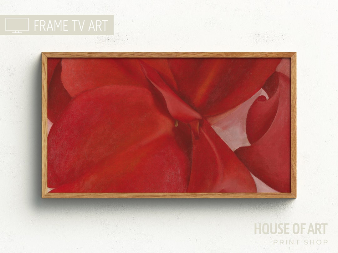 Red Flower Frame TV Art 4K, Contemporary Cannas Flower Art for TV Frame ...