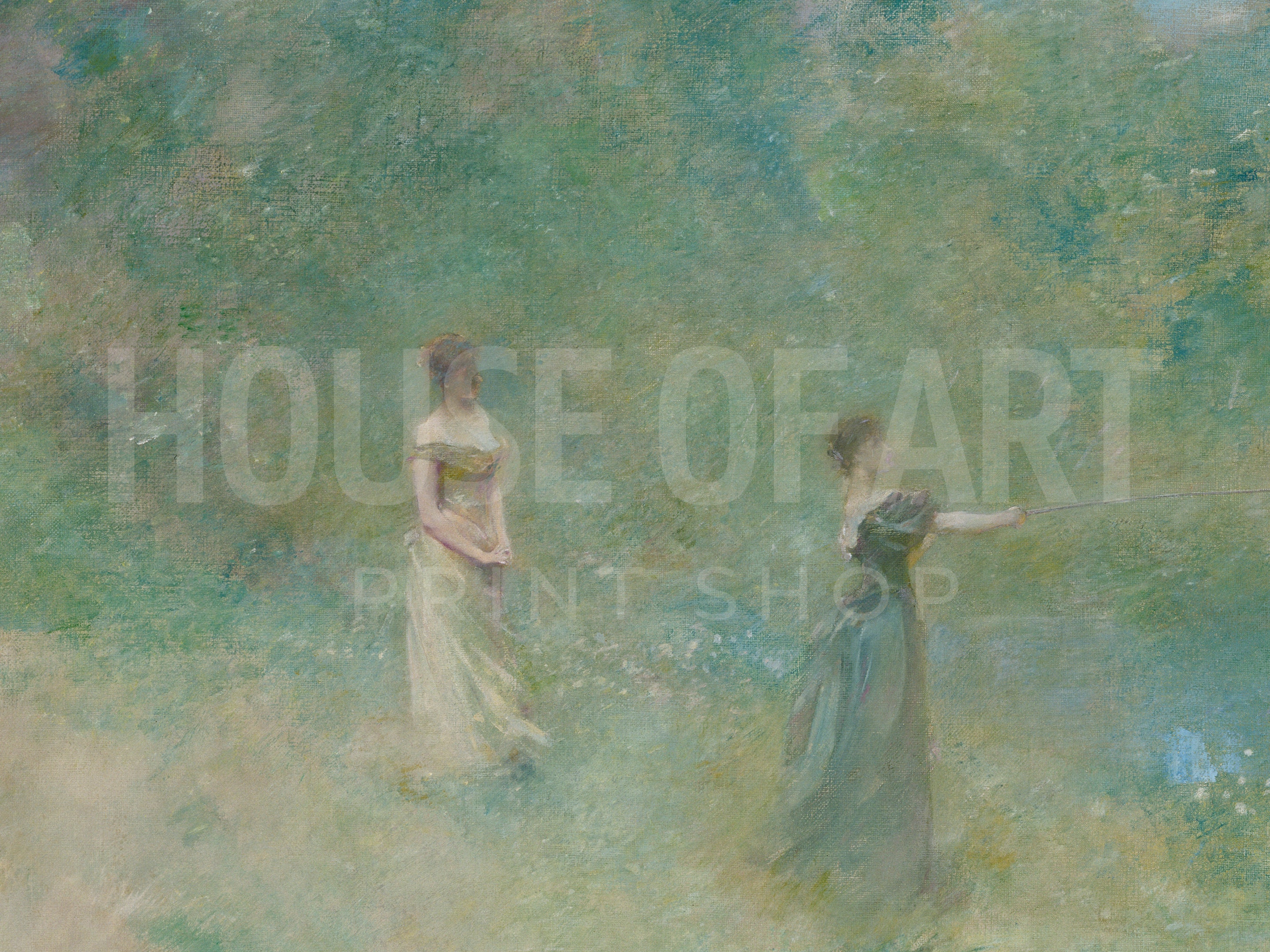 Vintage Spring Scene PRINTABLE Artwork, Women by the Lake Instant ...