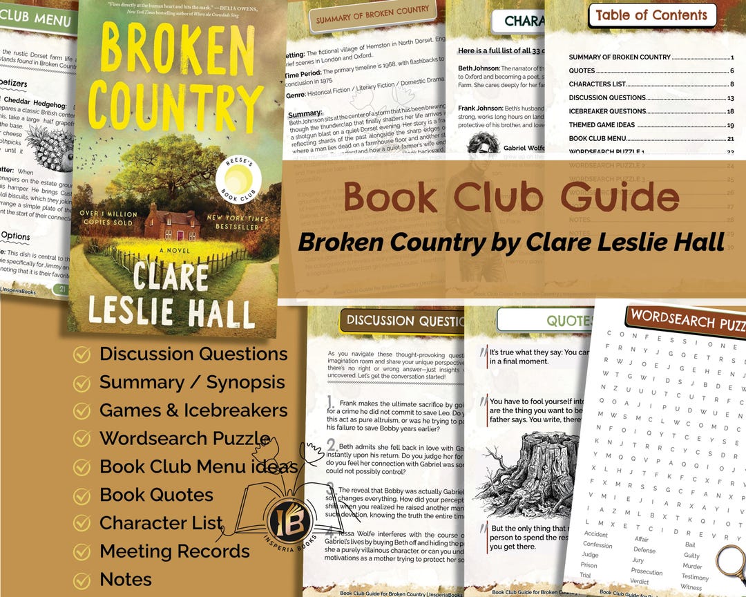 Broken Country by Clare Leslie Hall Book Club Guide Kit | Discussion ...