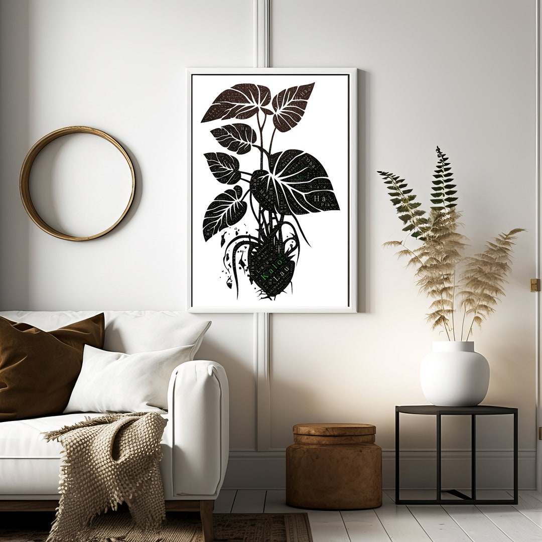 Kalo Word Art Silhouette with Color Digital Print Download Ma Ka ʻŌlelo ...