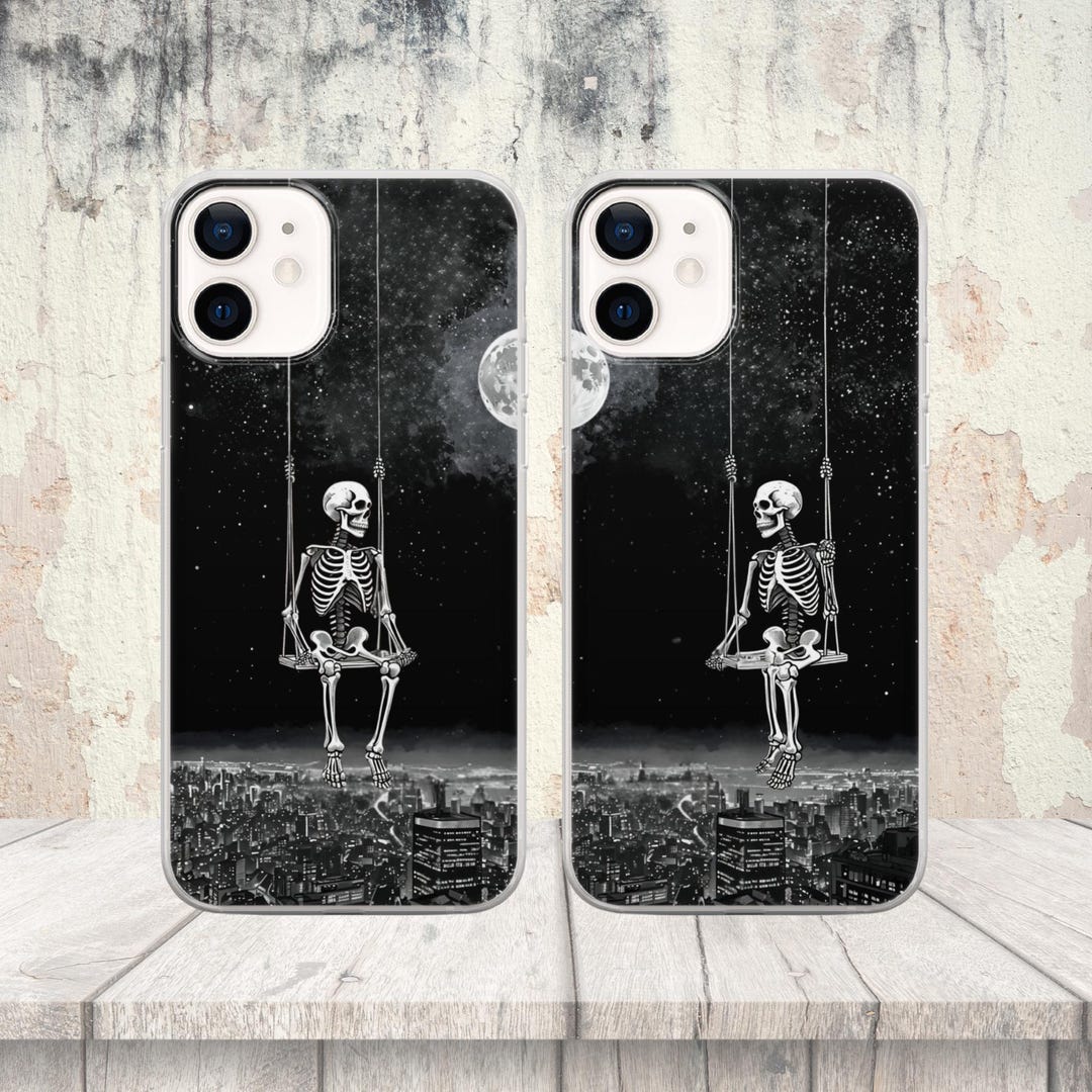 Romantic Skeleton Couple Matching Phone Cases for iPhone 16 15 14 13 12 ...