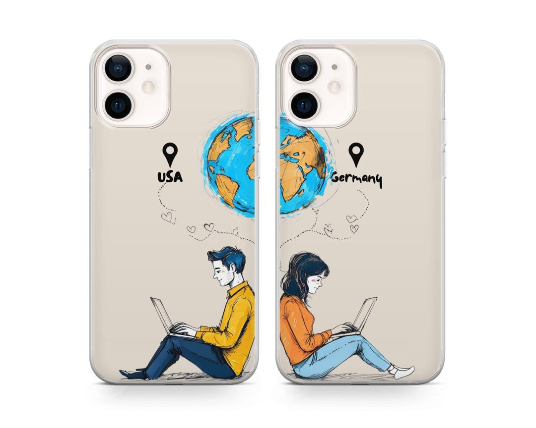 Long Distance Couple Matching Phone Cases for iPhone 16 15 14 13 12 Pro ...